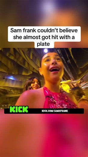 Sam frank couldn’t believe she almost got hit with a plate #samfrank