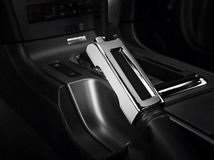 Modern Billet Mustang E-Brake Handle Cover; Chrome 41304 (10-14 Rubber; 10-12 Leather) - Free Shipping