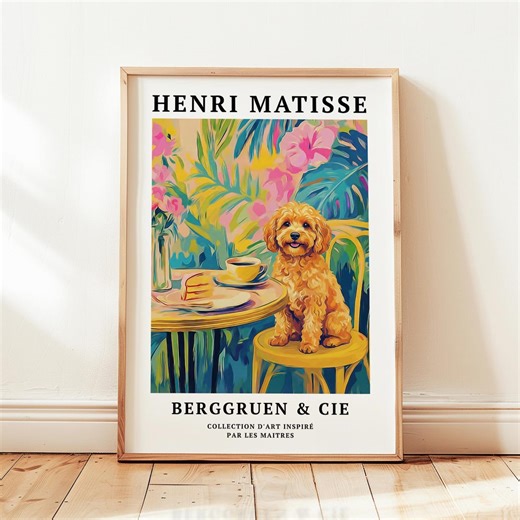 Funny Apricot Cavapoo Dog Kitchen Wall Art Print - Matisse Style Coffee Décor - Etsy