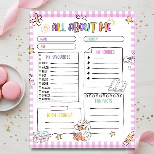 All About Me Printable Worksheet | Self-discovery Journal | Fill-in-the-blank Questions | Reflection Workbook | Printable PDF - Etsy Canada