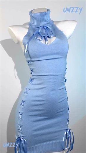 Unzzyofficial on Instagram: "unzzyofficial High Neck Strapless Strappy Dress 🔍KF70467 $35.00 www.unzzy.com #unzzy #unzzystore #dress #sexy #girl #sweater #kawaii #cute #soft #reels #girl #lingerie #knitting #ootd #fashion #strap"