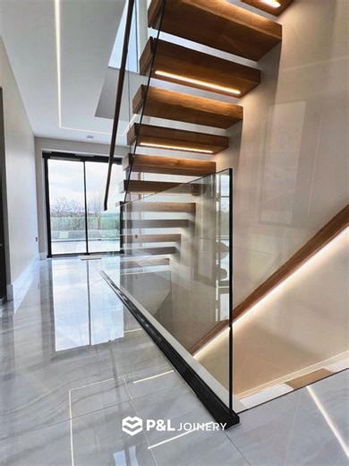 A new Grand Designs project in Sheffield is currently in production — featuring prefinished polished oak stair parts, solid oak treads, oak handrails manufactured and supplied by yours truly, and a glass balustrade finish. Designed to integrate seamlessly into the architecture, this staircase will become a true focal point of the home. Crafted in our workshop. Designed for an exceptional home. 🌐 www.p-ljoinery.co.uk/ #GrandDesigns #BespokeCraft #OakInteriors #JoineryDesign #PLJoinery