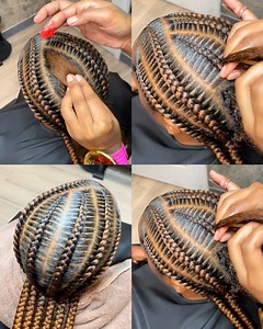 Jumbo sized stitched braids tutorial; watch how to achieve this neat cornrows using a stitching ring ❤️ | Diseph Benson’s Backup page