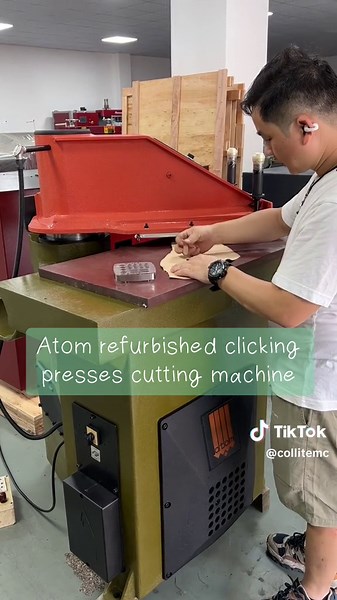 Refurbished ATOM cutting machine clicking presses Atom clicking presses is a guarrantee of product of geat reliability, low consumption, no maintenance and quick return of investment. Various from 8 tons to 25 tons, suitable for the needs of different people. #atom #atomcuttinachine #atomclickingpresses #leathercutting #PVCcutting #materialcutting #factorycuttingmachine #shoesfactory #hydraulicpress #hydralicmachine #atompresses