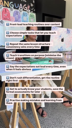 Math and Teaching Resources on Instagram: "Aussie teachers… If I wanted a the best possible start to the school year, here’s what I’d focus on 👇 1️⃣ Front-load teaching routines over content 2️⃣ Choose simple tasks that let you teach expectations 3️⃣ Repeat the same lesson structure - consistency wins every time 4️⃣ Teach transitions on purpose (minimise the chaos) 5️⃣ Say the expectations out loud every time, even when it feels obvious 6️⃣ Don’t rush differentiation, get the routine right firs
