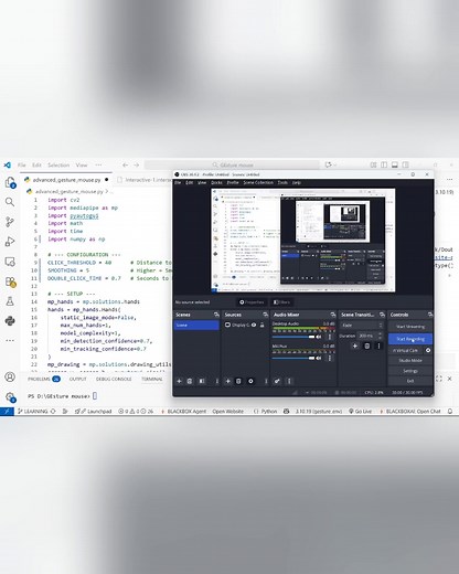 Developed a Virtual Mouse that transforms a standard webcam into a fully functional input device using Python, OpenCV, and MediaPipe. By leveraging real-time hand tracking, this system maps index finger movements to cursor coordinates with smoothing algorithms for precision. It distinguishes specific gestures—such as thumb-index pinches—to trigger clicks, double-clicks, and scrolling without any physical contact. | Kawsar Anwar