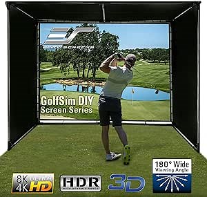Elite Screens Impact Screen for Golf Simulators 9.8'x13.1' - Multi-Sport Simulation Screen with Grommets, Black Masking Borders, Perfect for Home Golf Simulators, DIY9.8X13.1-IPW360-F