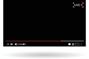 Multimedia video player shape, live streaming, broadcasting vector illustration