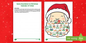 Santa Countdown to Christmas Calendar /r/ Initial Worksheet