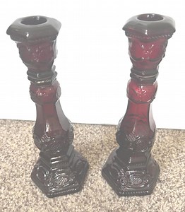 Vintage Avon Cape Cod Ruby Red Candleholders: Elegant Candlestick Pair - Etsy