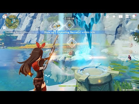 Geshin Impact: Blow up 5 Exploding Barrels Challenge | Qingce Village