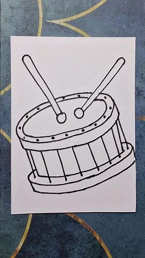 drum drawing, how to draw a drum, music instrument drawing