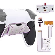 eXtremeRate Real Metal Buttons RMB RISE4 V3 Remap Kit for PS5 Controller BDM-030 040 050, Redesigned Black Rubberized Grip White Bottom Shell Upgrade Board 4 Silver Back Paddles Set for PS5 Controller
