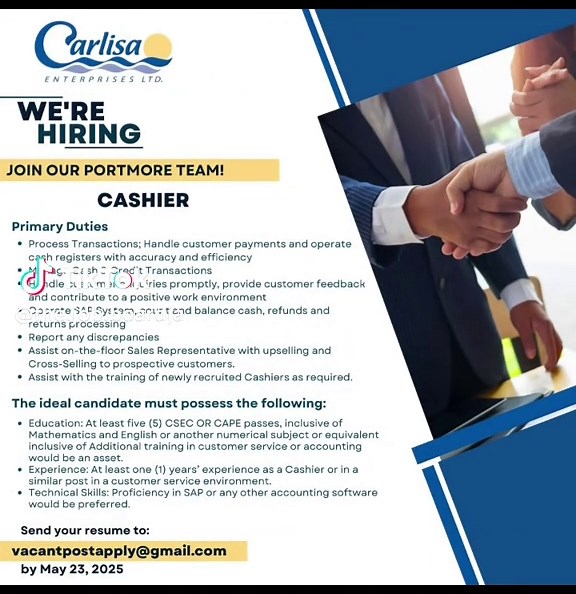 Carlisa Enterprises Hiring in Portmore! Apply Now