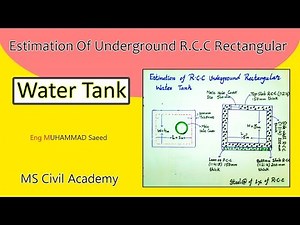 Estimate Of RCC Underground Rectangular Water Tank|Best Video Tutorial