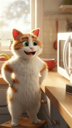 Cat Explodes Popcorn in Microwave! 🍿😂 #funnycat #catshorts #cat