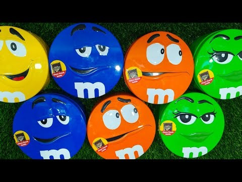 Satisfying with Rainbow M&M'S 7 Candy Unpacking From Glossy Containers ASMR Beads Surprise