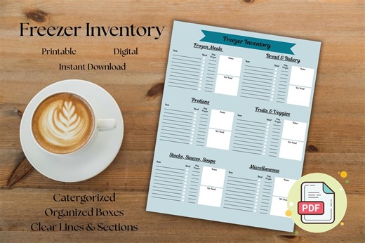 Printable Freezer Inventory L Kitchen Organization Printable L Freezer Tracker Template L Food Inventory Sheet - Etsy