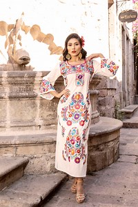 Mexican Embroidered Maxi Dress. Size S-3X. Wedding Style. Traditional Mexican Dress. Artisanal Mexican Party Dress. Latina Style. Plus Size. - Etsy