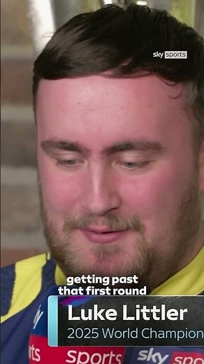 Luke Littler reacts to facing Darius Labanauskas in the first round at the World Darts Championship
