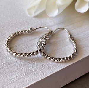 Sterling Silver Twisted Rope Hoop Earrings: Handmade Artisan Jewelry - Etsy
