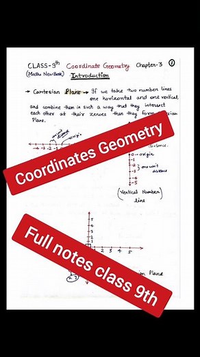 Class 9th coordinates Geometry notes | Class 9 Ch-3 maths handwritten notes #class9maths #shorts