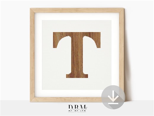 Wooden Letter T Monogram Cross Stitch Pattern | Rustic Wood Initial | PDF Guide | Digital Download - Etsy Australia