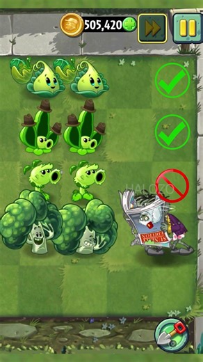 PvZ 2 - Four Cell Attack - Broccoli Team & Other Plant Teams Vs Newspaper Zombies #shorts