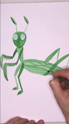 Drawing mantis easy. How to draw mantis. Art lessons. Drawing tutorial.