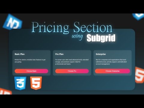Responsive Pricing Cards Using CSS Subgrid | HTML & CSS Layout Tutorial