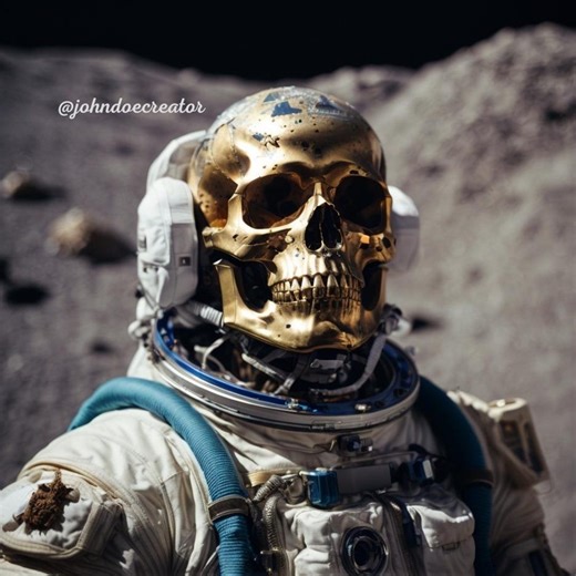 Golden Silence – Fallen Astronaut on the Moon Art Print - Etsy France