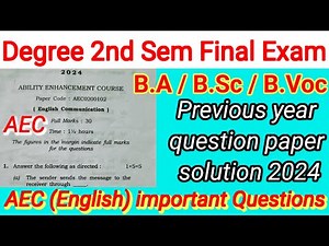 BA 2nd sem (AEC) English communication Final exam question paper 2024. BA 2nd semester (AEC) #exam