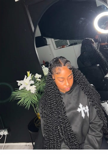 Fulani Sewin (2 braids edition) #sewin #stitchbraids #fulanihalfuphalfdown #fulanisewin #braidstyles