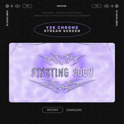 Animated Purple Chrome Stream Screens | Cybersigilism Twitch Overlays | Y2K Stream Assets - Etsy