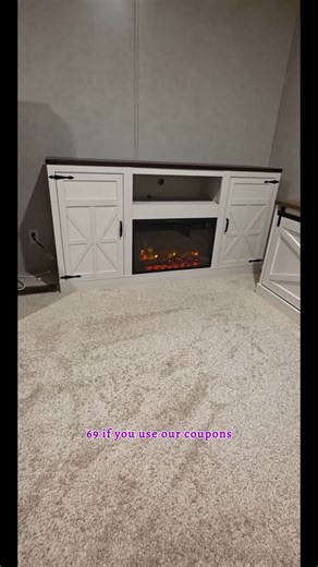 R.W.FLAME 44” Electric Fireplace Mantel Wooden Surround Firebox, TV Stand with Freestanding Electric Fireplace, Remote Control, Adjustable Led Flame, 750W/1500W