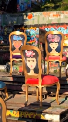 6.3K views · 158 reactions | Back in 2018, I used my daughter‘s art and created these amazing chairs! There’s some of my most favorites that I’ve ever done, and I still have one of them in my home. Which one is your favorite? #diy #design #diymakeover #chairwhimsy #makeover #chair #diycrafts #fabric #creativityeveryday #creativityunleashed #creativity #diadelosmuertosart #díadelosmuertos | Chair Whimsy | Facebook