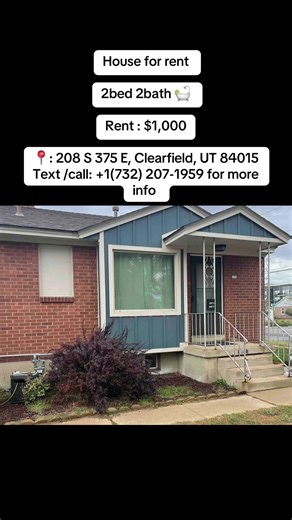 This well-maintained 2 bedroom, 2 bathroom duplex offers 2,000 sq ft of spacious living in a quiet, established neighborhood in Clearfield. Conveniently located just minutes from I-15 and Hill Air Force Base, this home is perfect for military personnel, professionals, or small families. Home Features: * 2 large bedrooms with great closet space * 2 full bathrooms * Open-concept living and dining area * Smart thermostat * Washer and dryer included * Detached 1-car garage * Optional furnished or un