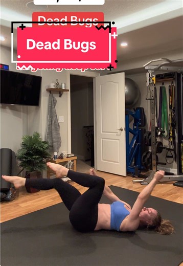 Day 26/28 dead bugs effective, low-impact exercise for back pain that targets the deep core, specifically designed to train the muscles to keep the ribs down and the lower back pressed against the floor, reducing back strain. #physicaltherapy #workout #scoliosis #backpain #fitness