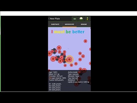 Cell lab – Evolution sandbox (natural selection). tutorial | Cell lab English español