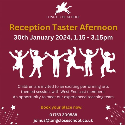 Join us on 30th January, to enjoy an insight into life as a Reception...