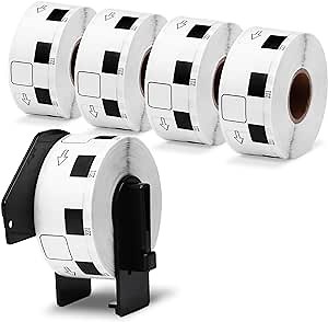 Label KINGDOM Replace for Brother DK-1221 (0.9 x 0.9 Inch/ 23 x 23 mm) Square White Paper Labels, Use with All QL Label Printers, 1000 Labels per Roll [5 Rolls + 1 Frame]