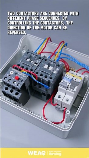 Reversing Motor Direction with Two AC Contactors and Phase Sequence Control.