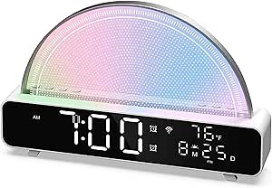 White Noise Sound Machine, APP Control Sunrise Alarm Clock, with Touch RGB Sleep Sound Machine, Sleep Aid, Gentle Alarm Clock