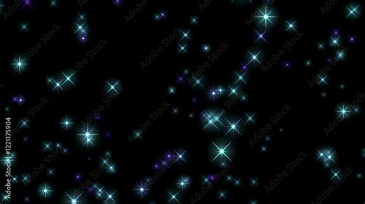 Magical starry night background featuring glowing stars, blue light effects, and a festive holiday feel. Perfect for Christmas, designs, and illustrations Stock Video