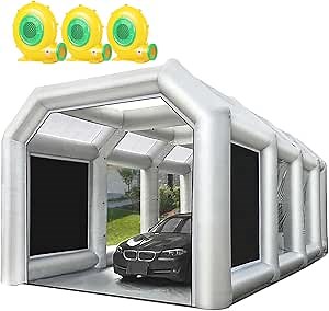 Inflatable Paint Booth for Cars 33X16.5X13FT with Three Blowers Portable Spray Booth for Professional Car Painting and Polishing Workstation with Oversized Air Exchange System