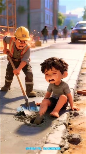 OMG! Kid’s Leg Almost Stuck in Hot Asphalt 😱