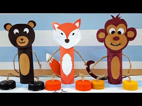 Easy paper roll animal puppets/Dancing animal puppets