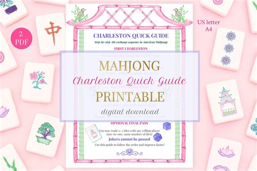 Mahjong Charleston Quick Guide Printable | Chinoiserie Beginner Cheat Sheet (PDF Pattern) - Etsy