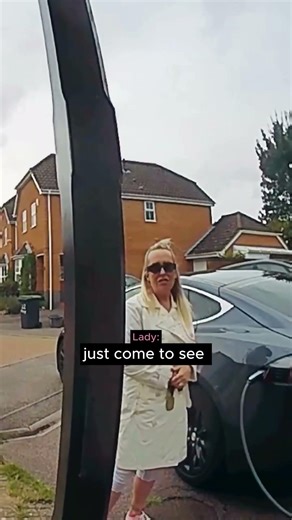 Lady gets confronted for using neighbors tesla charger