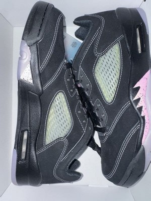 Air Jordan 5 Retro Low 'Black White Lilac Ice'-GS Sz.8.5-D/S DX4355-015 | eBay